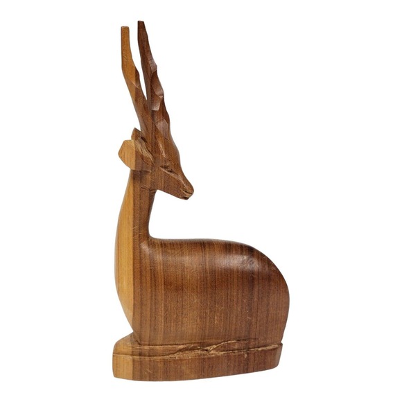 Art | Vtg Wood 8 Gazelle Wooden Detail Hand Carved Impala Figure Made ...